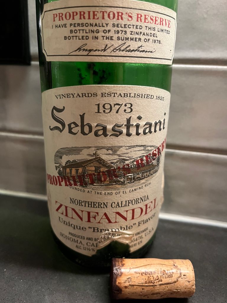 1973 Sebastiani Vineyards & Winery Zinfandel Proprietor's Reserve, USA ...