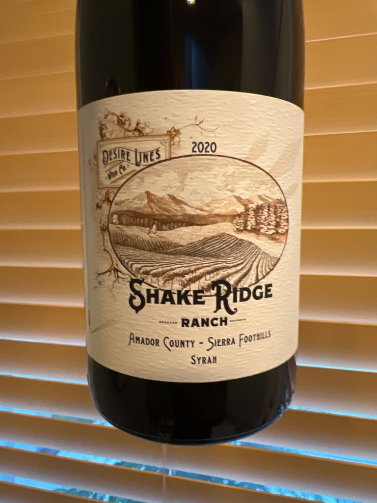 2020 Desire Lines Syrah Shake Ridge Ranch, USA, California, Sierra ...