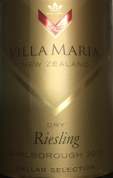 2013 Villa Maria Riesling Cellar Selection Dry, New Zealand, South ...