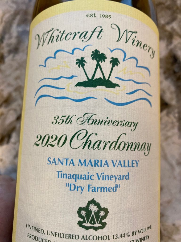 2020 Whitcraft Winery Chardonnay Dry Farmed Tinaquaic Vineyard, USA ...