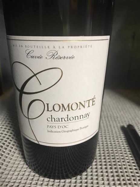 2016 Clomonte Chardonnay, France, Languedoc Roussillon, Vin de Pays d ...