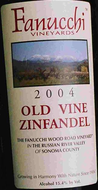 2004 Fanucchi Old Vine Zinfandel Fanucchi Wood Road Vineyard, USA ...