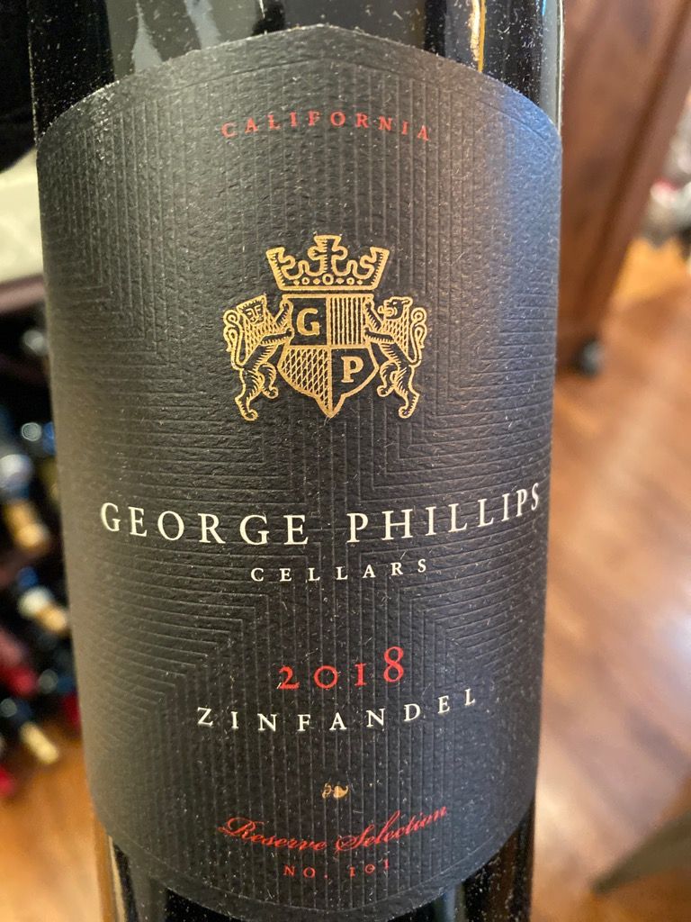 2018 George Phillips Cellars Zinfandel Reserve Selection No. 101, USA ...