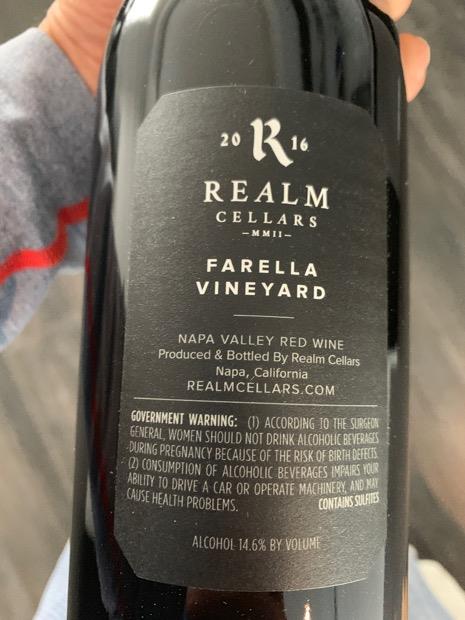 2016 Realm Cellars Farella Vineyard, USA, California, Napa Valley ...