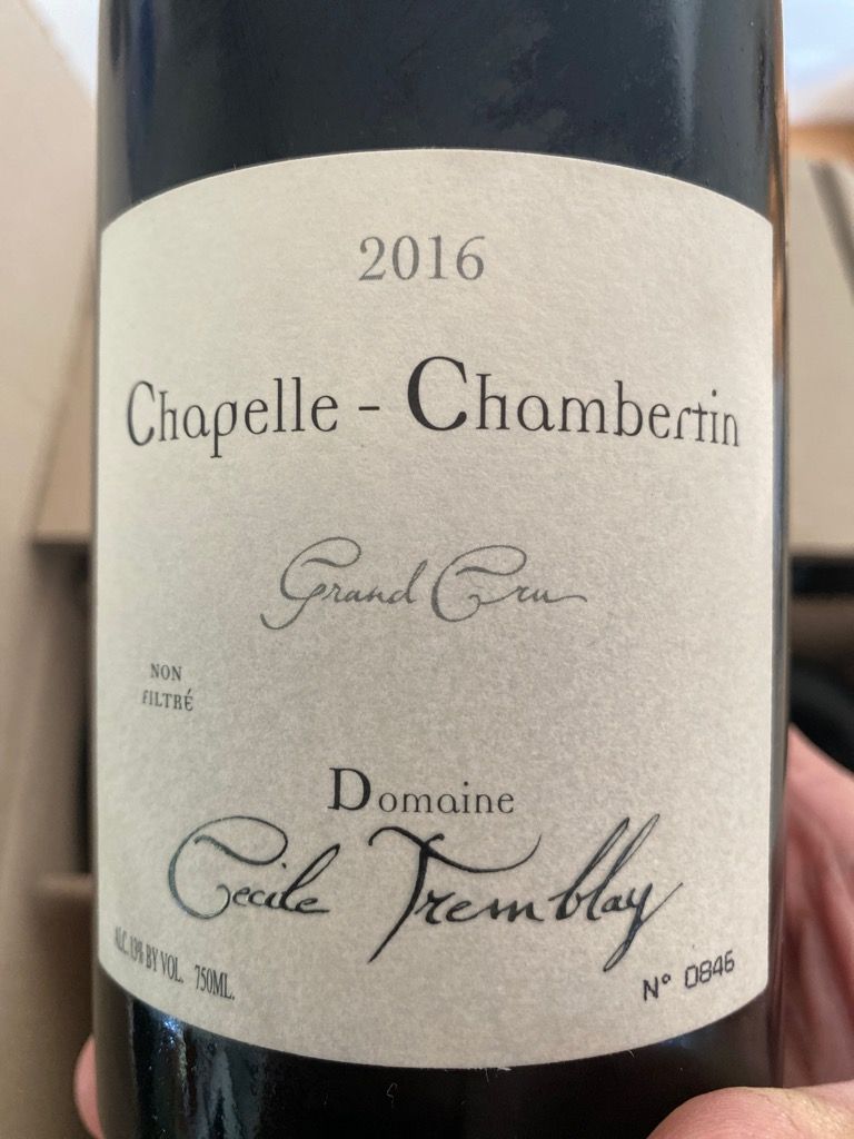 2016 Cecile Tremblay Chapelle-Chambertin, France, Burgundy, Côte de ...