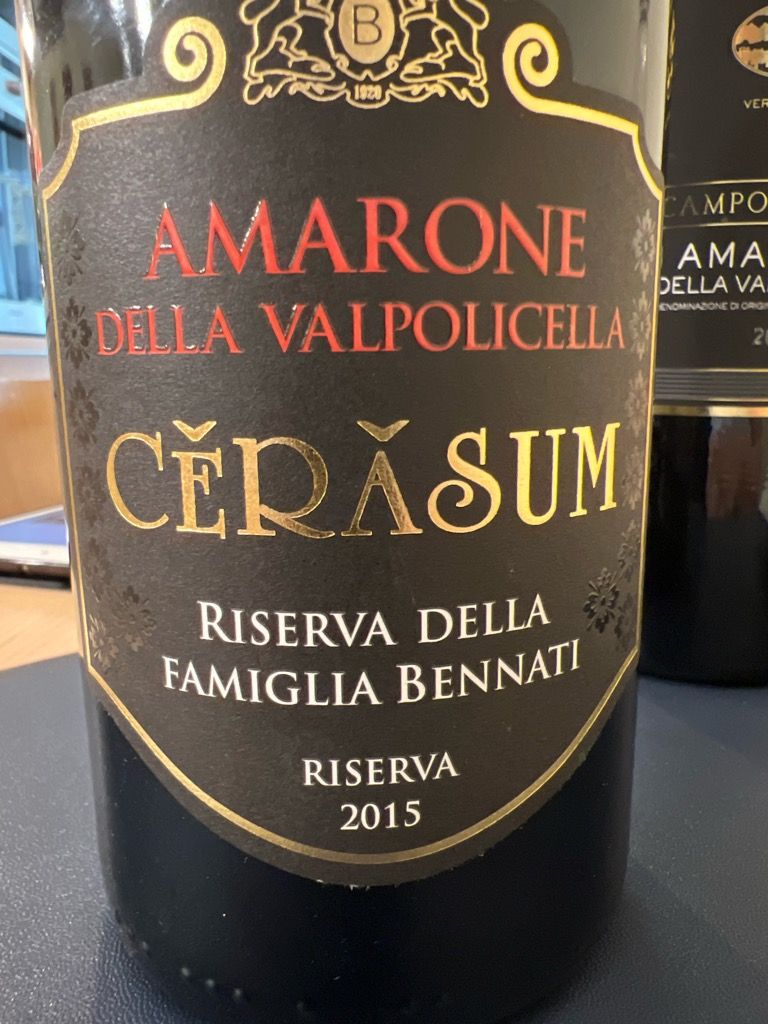 2015 Casa Vinicola Bennati Amarone della Valpolicella Cěrǎsum Riserva ...