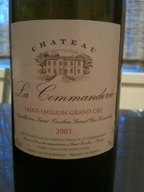2003 Château La Commanderie St. Émilion Grand Cru, France, Bordeaux, Libournais, St. Émilion ...