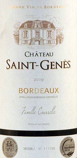 2009 Château Saint Genes, France, Bordeaux, Bordeaux Supérieur ...