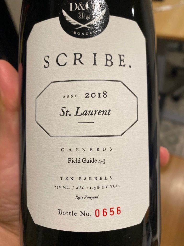 2018 Scribe St. Laurent Ricci Vineyard, USA, California, Napa / Sonoma ...
