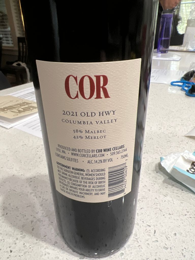 2021 COR Cellars Old Hwy, USA, Washington, Columbia Valley - CellarTracker