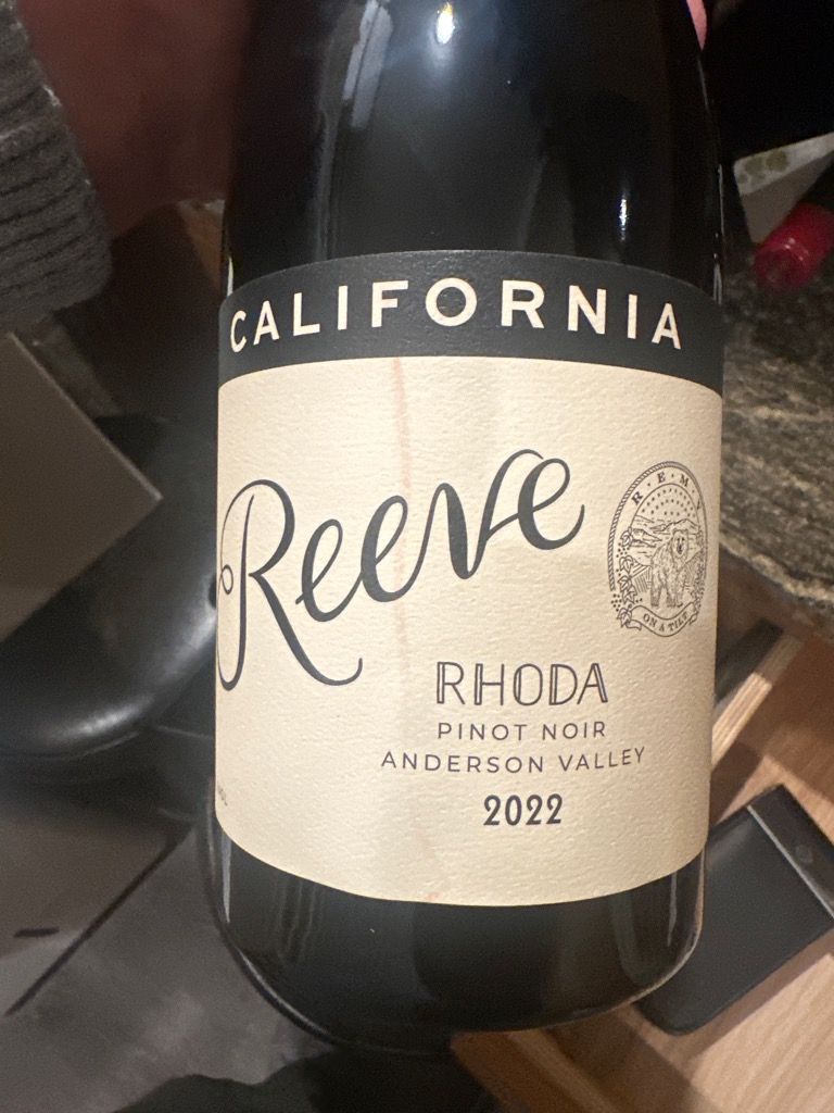2022 Reeve Wines Pinot Noir Rhoda, USA, California, North Coast ...