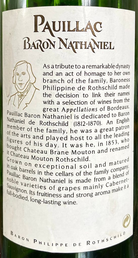 1996 Baron Philippe de Rothschild Pauillac Baron Nathaniel, France ...