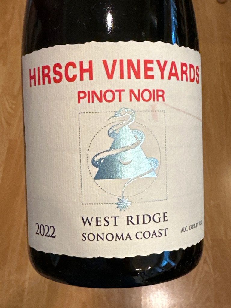 2022 Hirsch Vineyards Pinot Noir West Ridge, USA, California, Sonoma ...