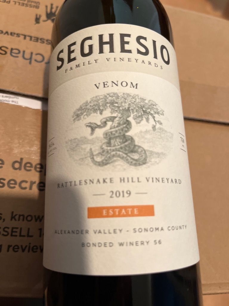2019 Seghesio Family Vineyards Sangiovese Venom Rattlesnake Hill, USA ...