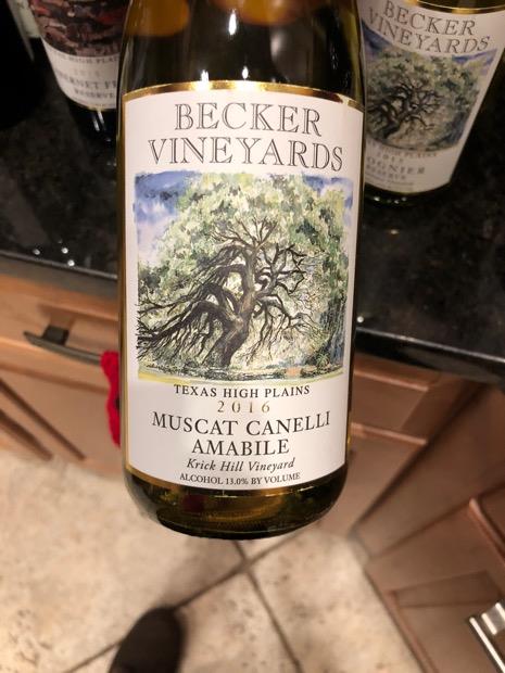 2017 Becker Vineyards Muscat Canelli Amabile, USA, Texas, Texas Hill ...