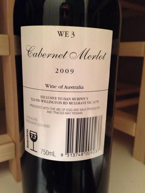 2009 Dan Murphy's Cleanskin WE3 Cabernet Merlot, Australia, South ...