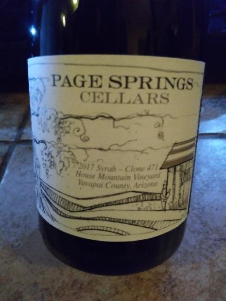 2017 Page Springs Cellars Syrah Clone 471 House Mountain Vineyard, USA ...