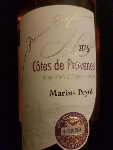 2015 Marius Peyol Côtes de Provence Rosé, France, Provence, Côtes de ...