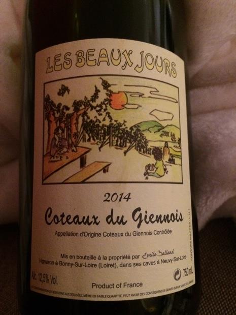 2014 Emile Balland Coteaux du Giennois Les Beaux Jours, France, Loire ...