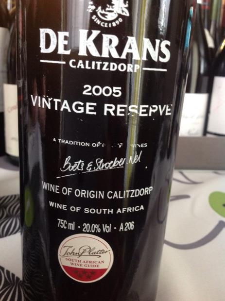 2005 De Krans (Die Krans) Vintage Reserve Port, South Africa, Klein ...