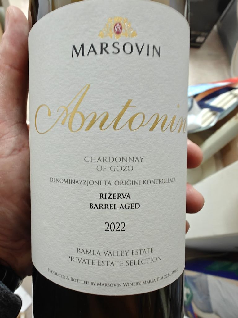 2022 Marsovin Chardonnay Antonin Rizerva Barrel Aged Ramla Valley ...