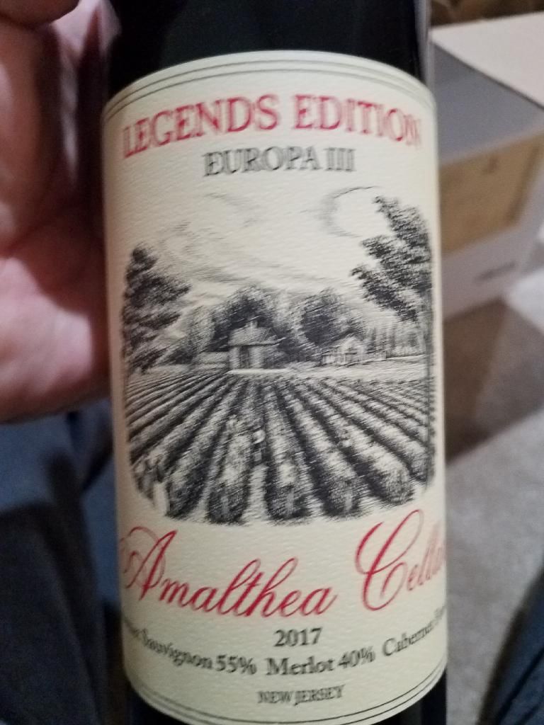 2020 Amalthea Cellars Legends Edition Europa III, USA, New Jersey, Outer Coastal Plain ...