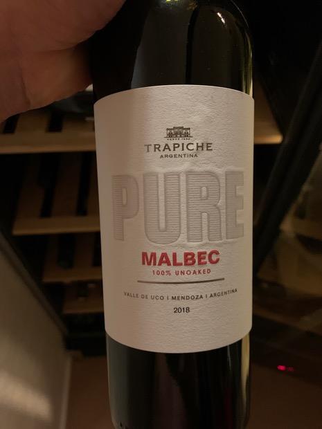 2018 Trapiche Malbec Pure Black 100% Unoaked Limited Edition, Argentina ...