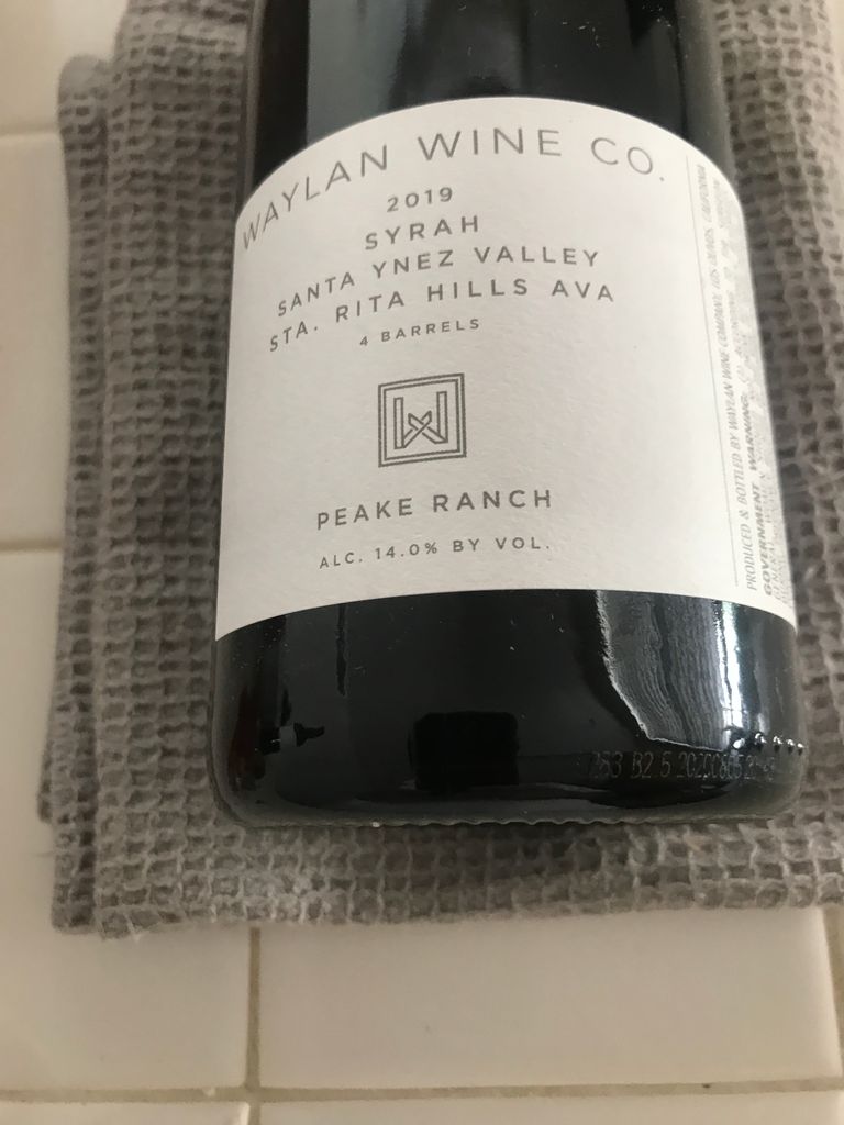 2018 Waylan Wine Co. Syrah Peake Ranch, USA, California, Central Coast ...