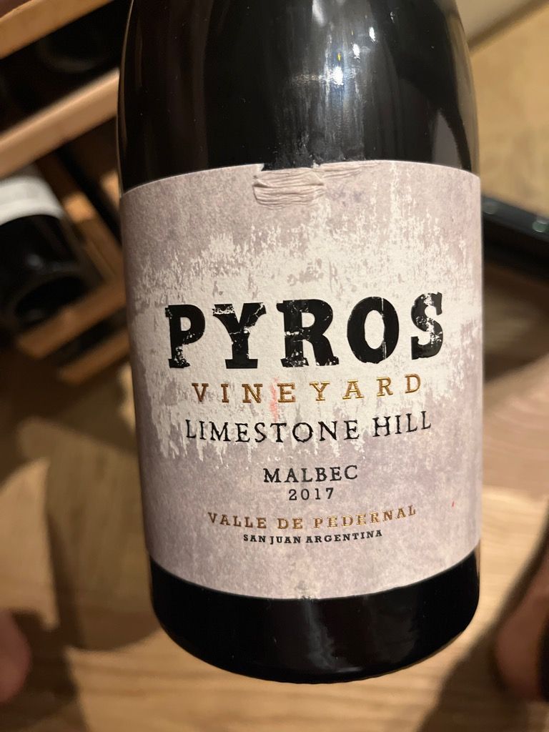 2017 Pyros Malbec limestone hill, Argentina, San Juan - CellarTracker