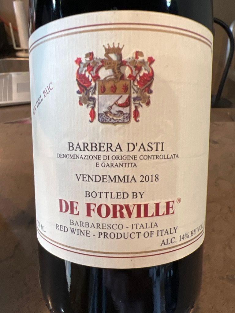 2018 De Forville Barbera d'Asti Ca' del Buc, Italy, Piedmont, Asti ...