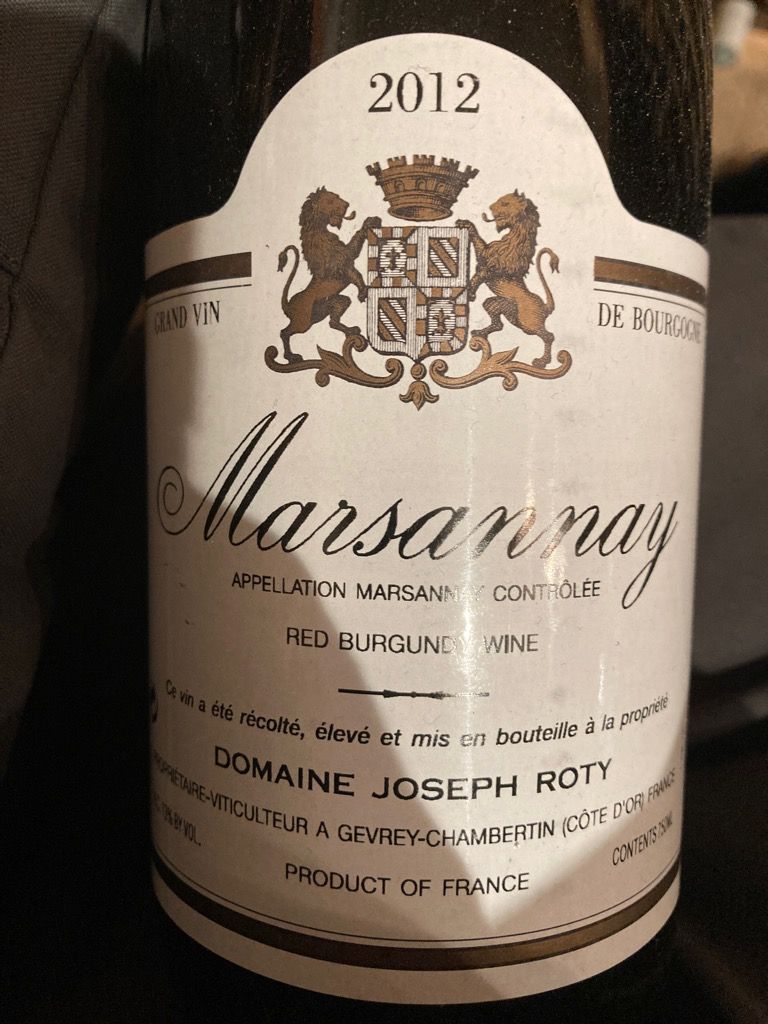 2012 Domaine Joseph Roty Marsannay, France, Burgundy, Côte de Nuits ...