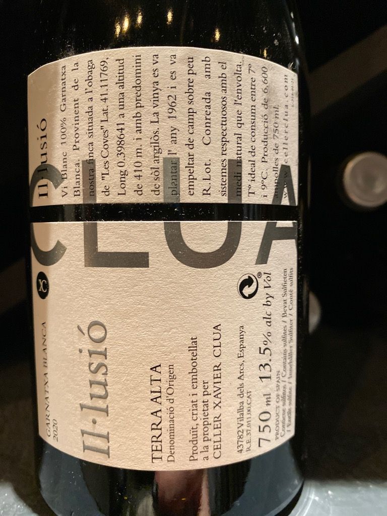 2019 Celler de Xavier Clua Terra Alta Il lusió, Spain, Catalunya ...