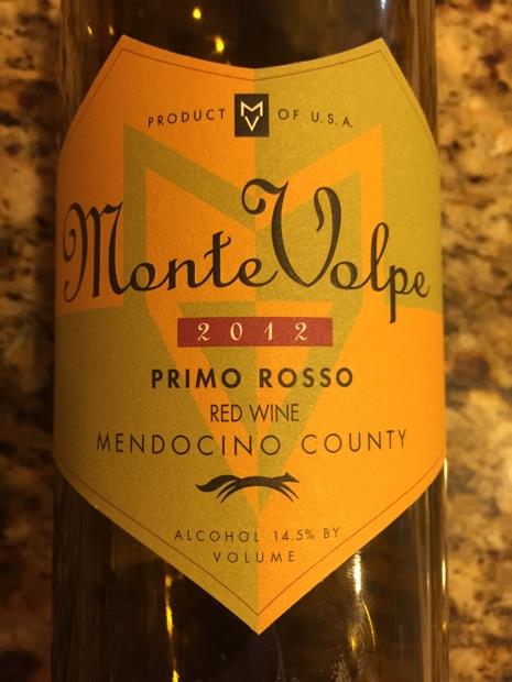 2012 Monte Volpe Primo Rosso, USA, California, North Coast, Redwood ...