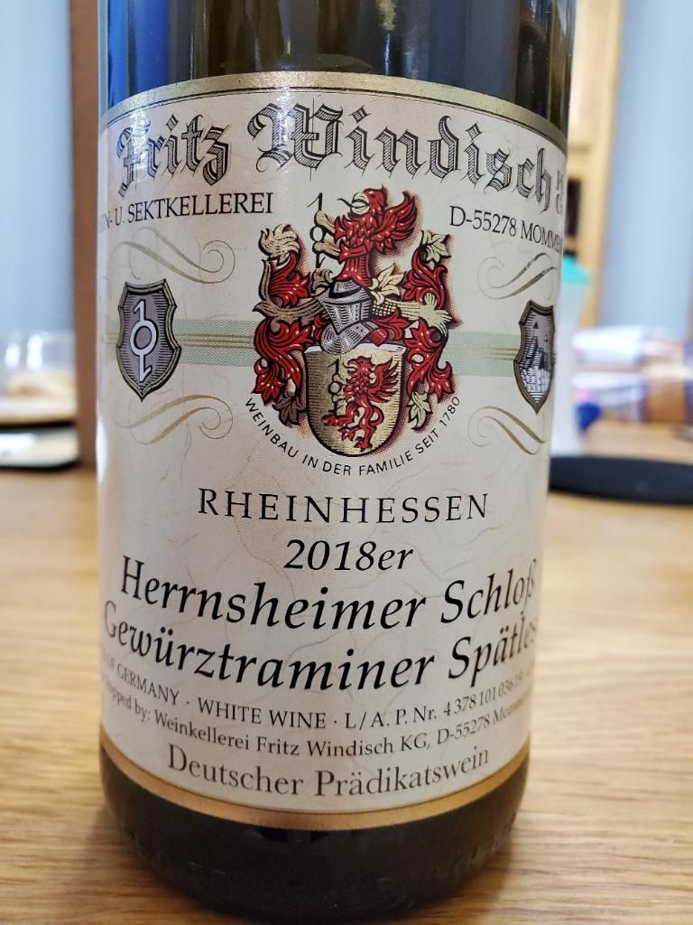 2018 Fritz Windisch Herrnsheimer Schloss Gewürztraminer Spätlese ...