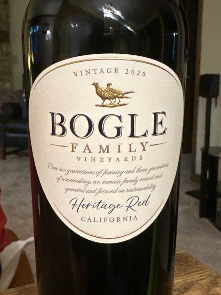 2020 Bogle Vineyards Heritage Red, USA, California - CellarTracker