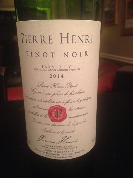 2016 Pierre Henri Pinot Noir, France, Languedoc Roussillon, Vin de Pays ...