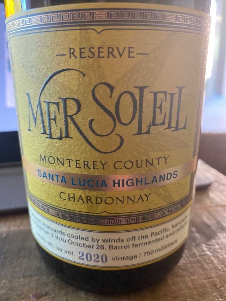 2020 Mer Soleil Chardonnay Reserve Santa Lucia Highlands, USA ...