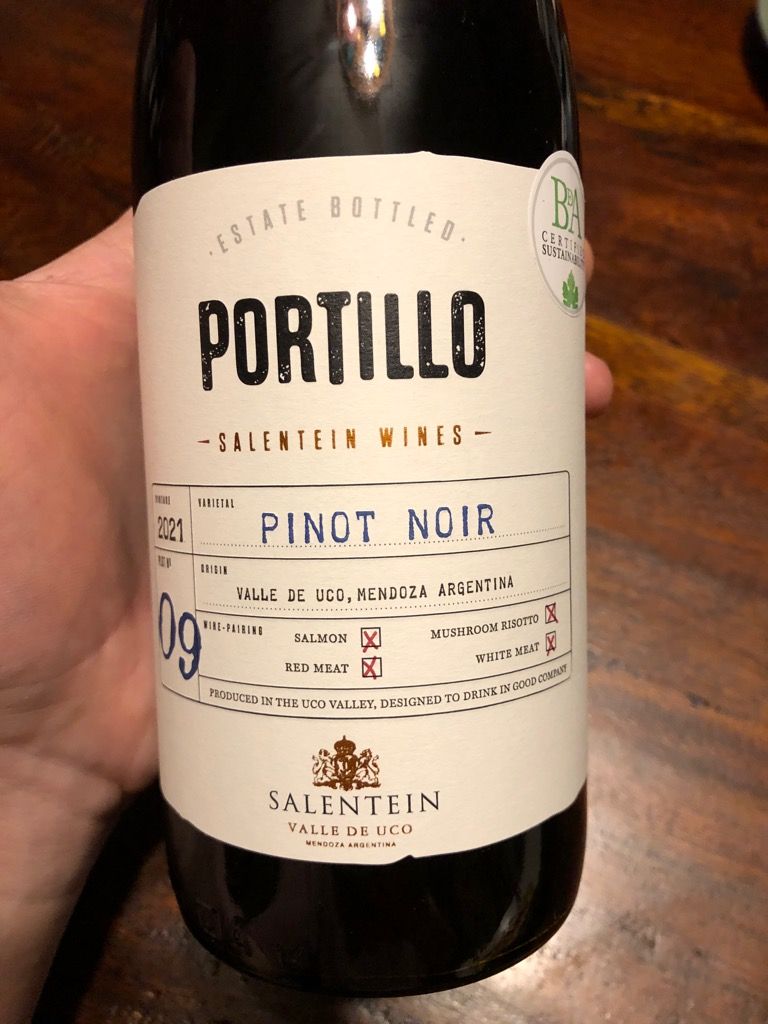 2024 Bodegas Salentein Pinot Noir Portillo, Argentina, Mendoza, Valle ...