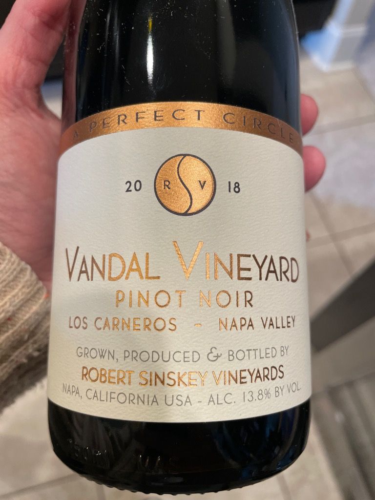 2018 Robert Sinskey Vineyards Pinot Noir Perfect Circle Vandal Vineyard ...
