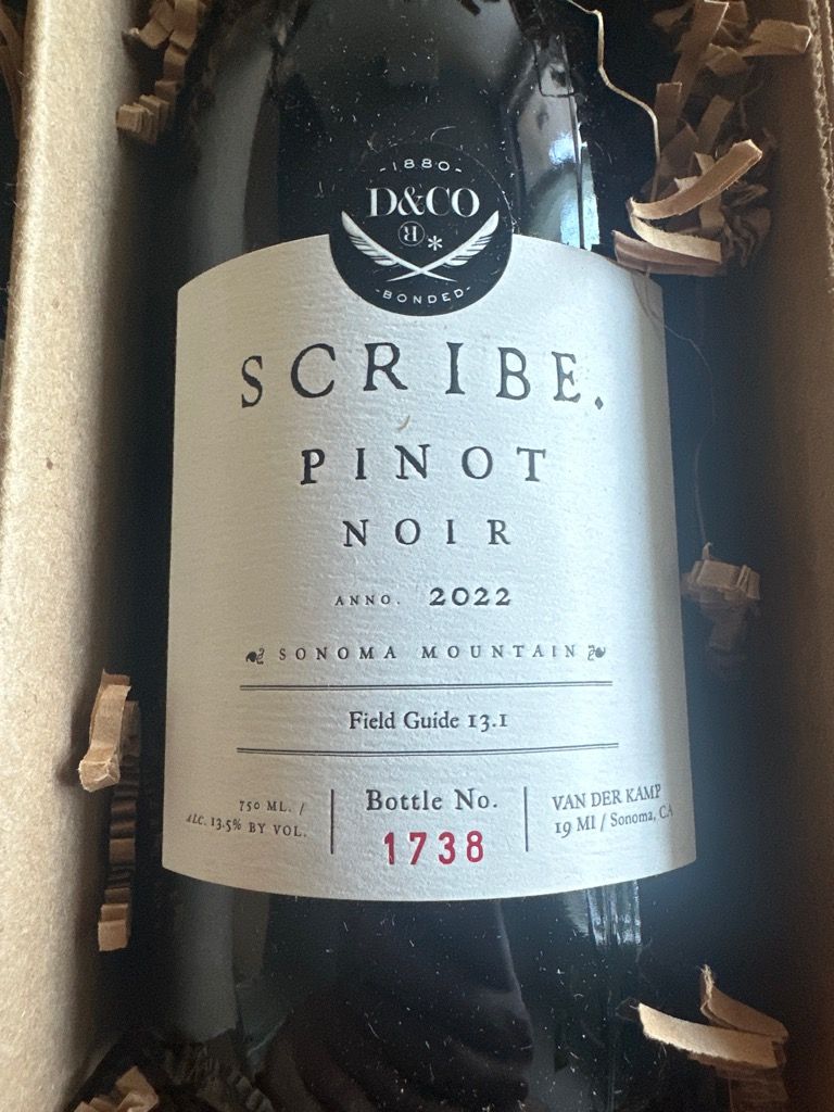 2024 Scribe Pinot Noir Van der Kamp Vineyard Sonoma Mountain, USA ...