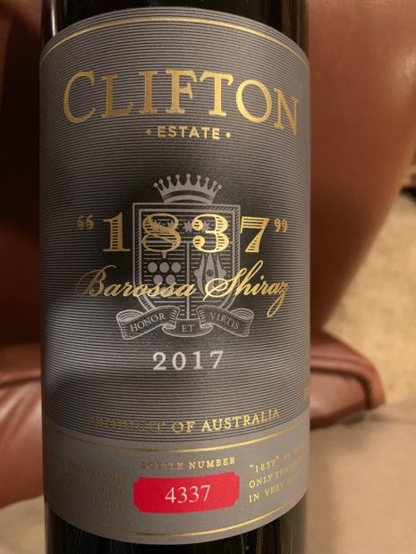 2017 Clifton Estate Shiraz 1837, Australia, South Australia, Barossa ...