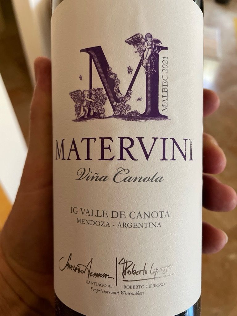 2021 Matervini Malbec Antes Andes Viña Canota, Argentina, Mendoza ...