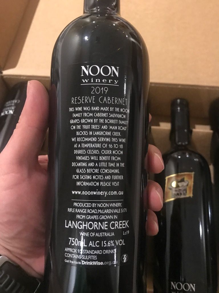 2019 Noon Cabernet Sauvignon Reserve, Australia, South Australia ...