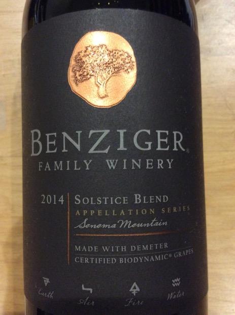 2014 Benziger Family Winery Solstice Blend Estate Sonoma Mountain, USA ...
