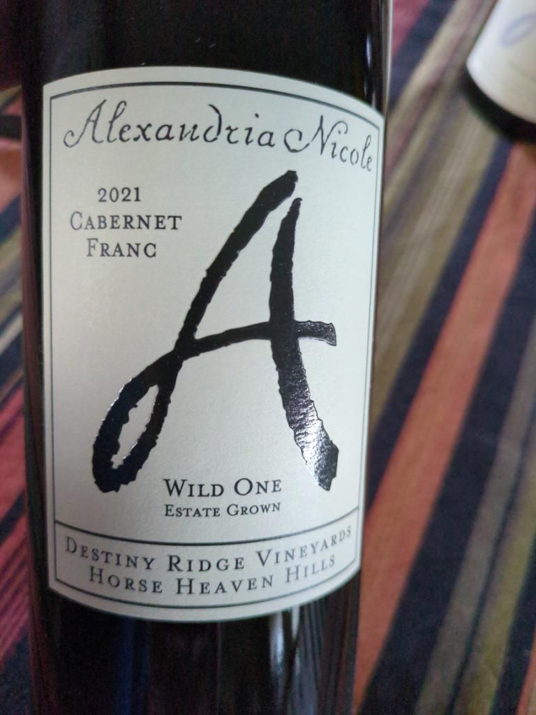 2021 Alexandria Nicole Cabernet Franc Wild One Destiny Ridge Vineyards ...