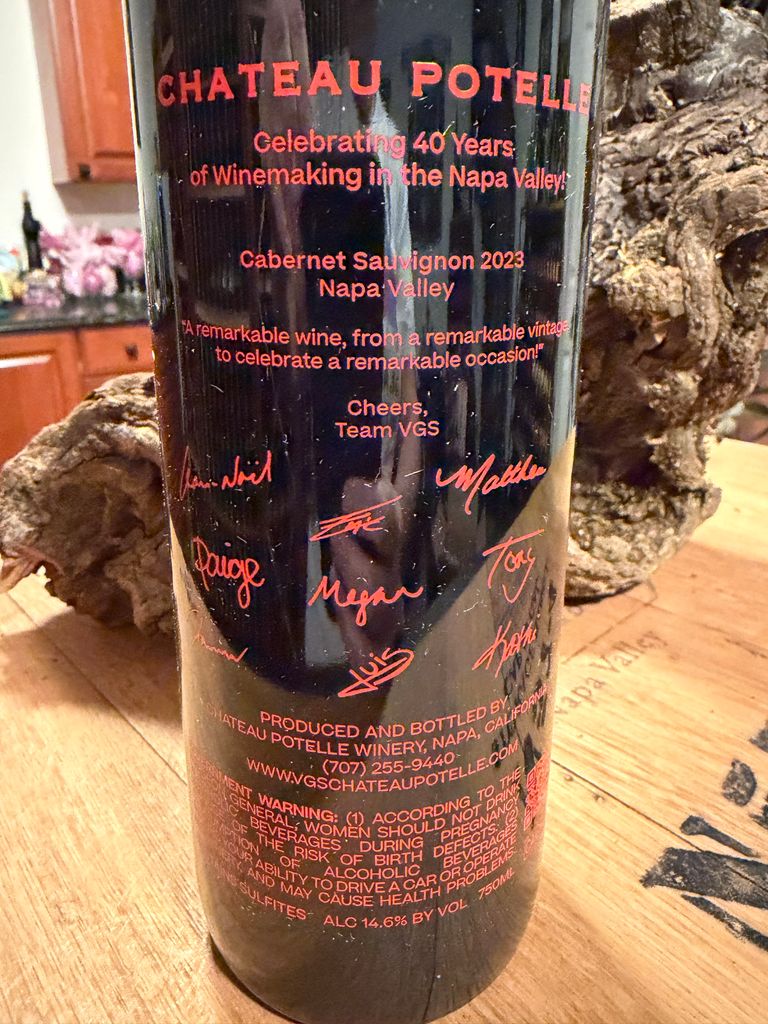 2023 Chateau Potelle Cabernet Sauvignon VGS 40 Harvest Napa Valley, USA ...