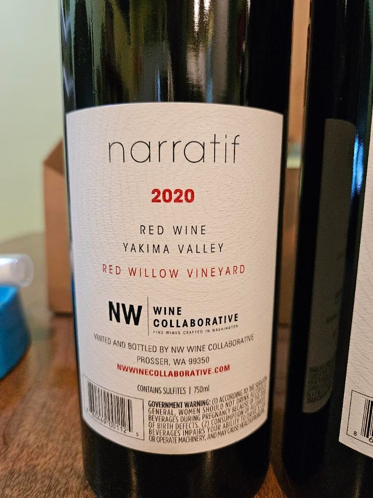 2020 Narratif Red Wine Red Willow Vineyard, USA, Washington, Columbia ...
