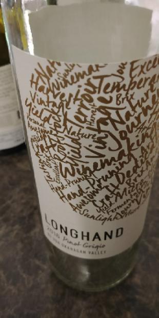2016 Longhand Wines Pinot Grigio, Canada, British Columbia, Okanagan ...