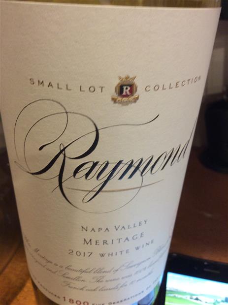2017 Raymond Vineyard & Cellar Small Lot Collection White Meritage, USA ...
