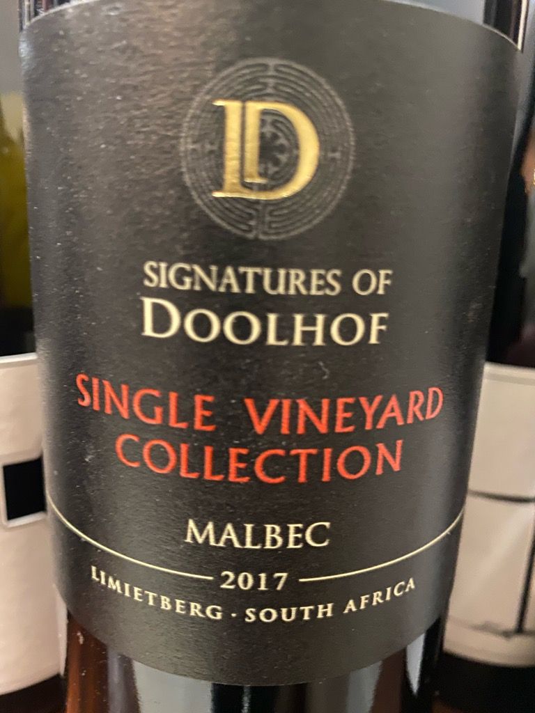 2017 Doolhof Estate Malbec Signatures, South Africa, Coastal Region ...